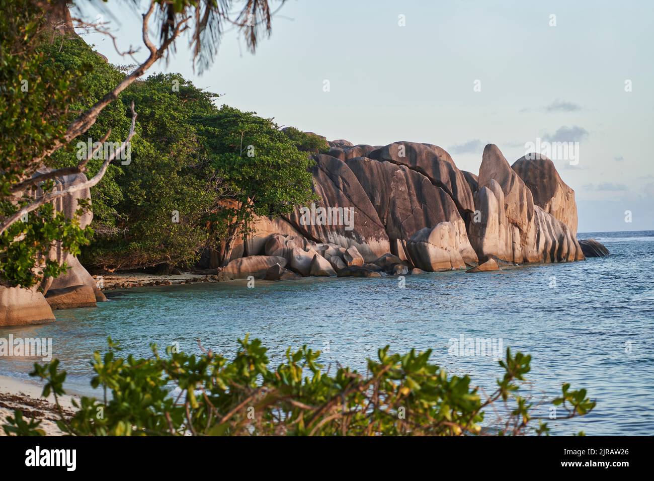 Seychelles, La Digue, Coastal rock formations Stock Photo - Alamy