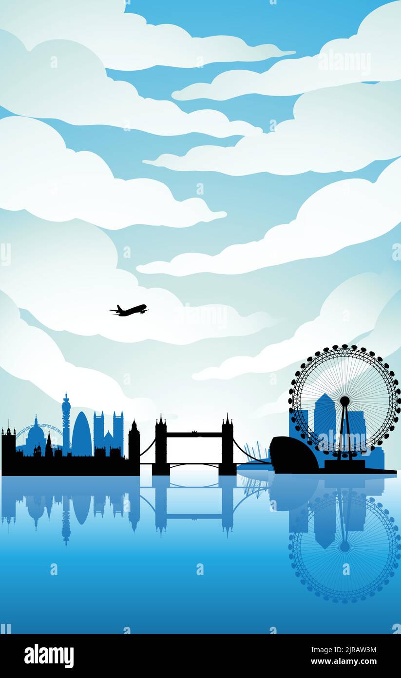 Summer landscape under blue sky with clouds Stock Vector Images - Alamy