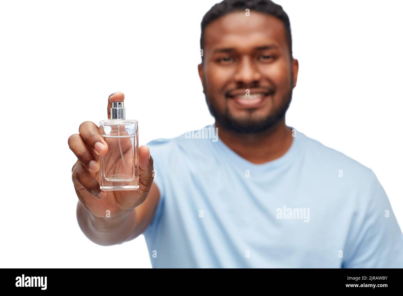 happy african american man with perfume Stock Photo - Alamy