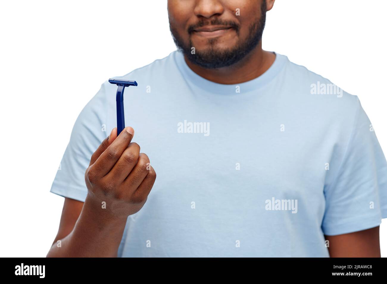 close up of african american man with razor blade Stock Photo - Alamy