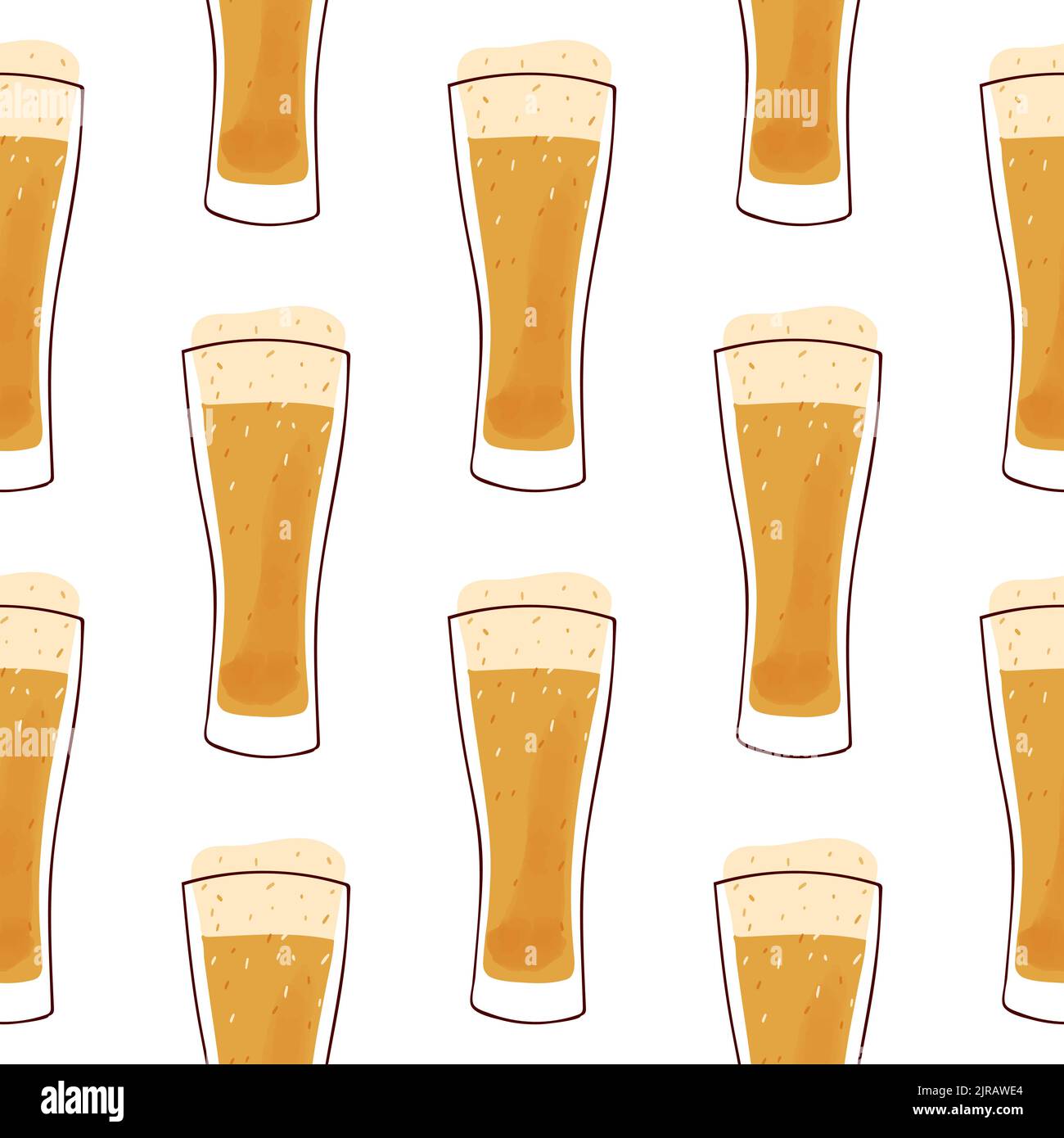 Seamles pattern with stylized illustration mug of beer on white ...