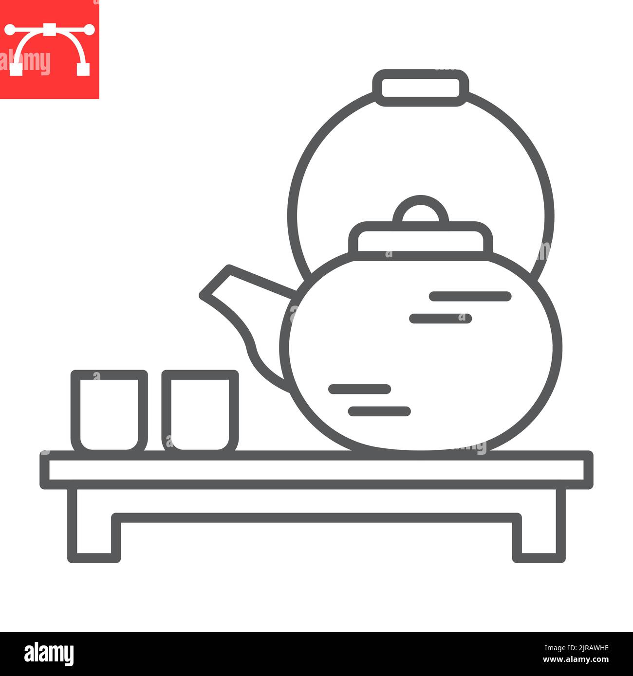 Chinese tea ceremony line icon, cafe and culture, japenese teapot ...