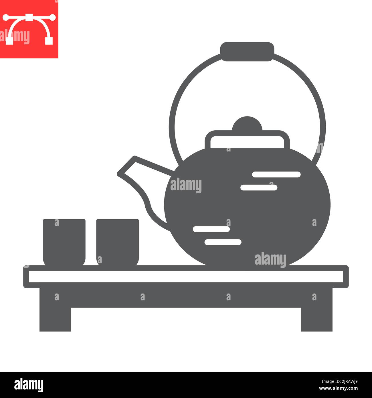 Chinese tea ceremony glyph icon, cafe and culture, japenese teapot ...