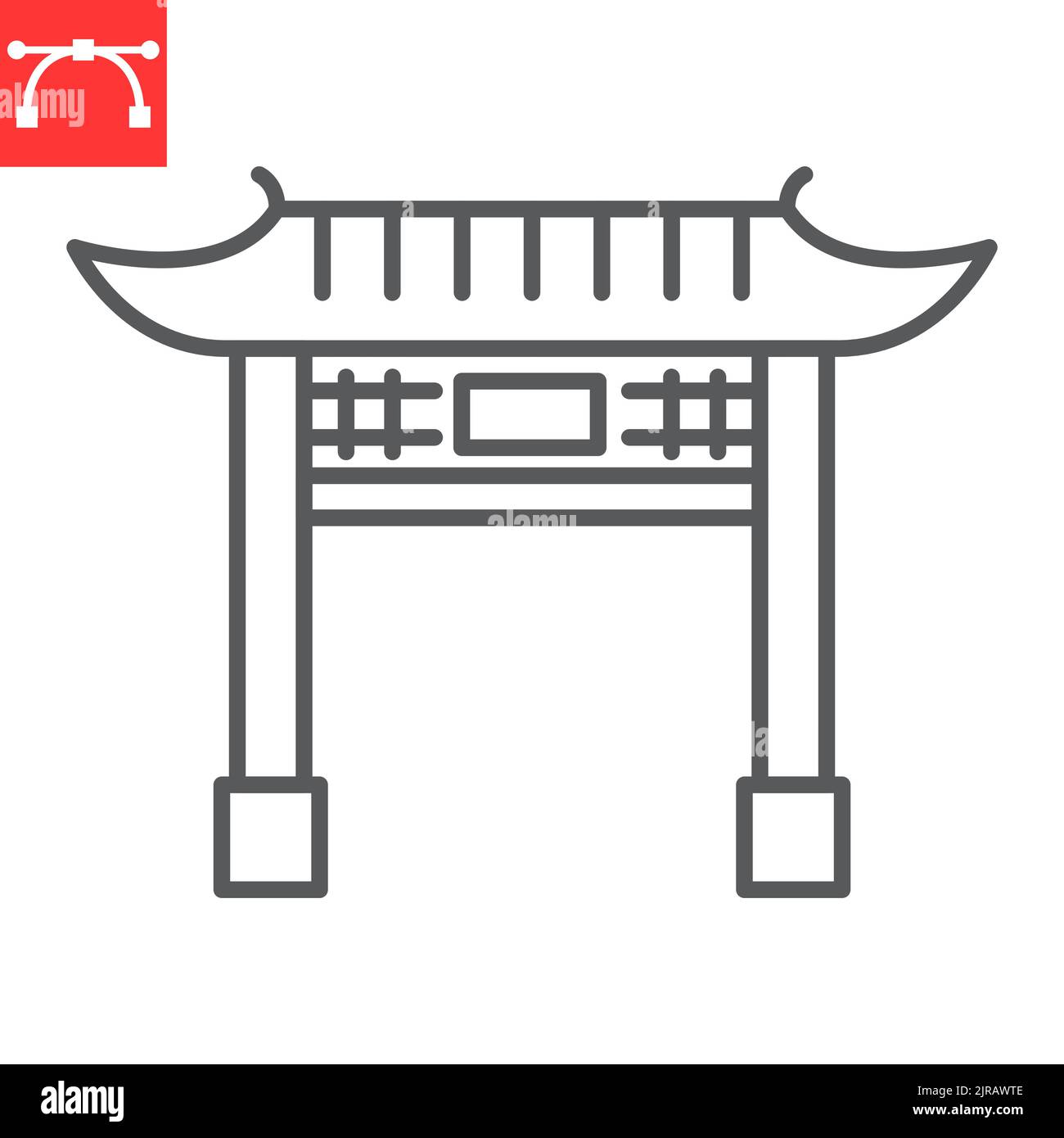 Chinese gate line icon, asian and travel, chinese dress vector icon ...