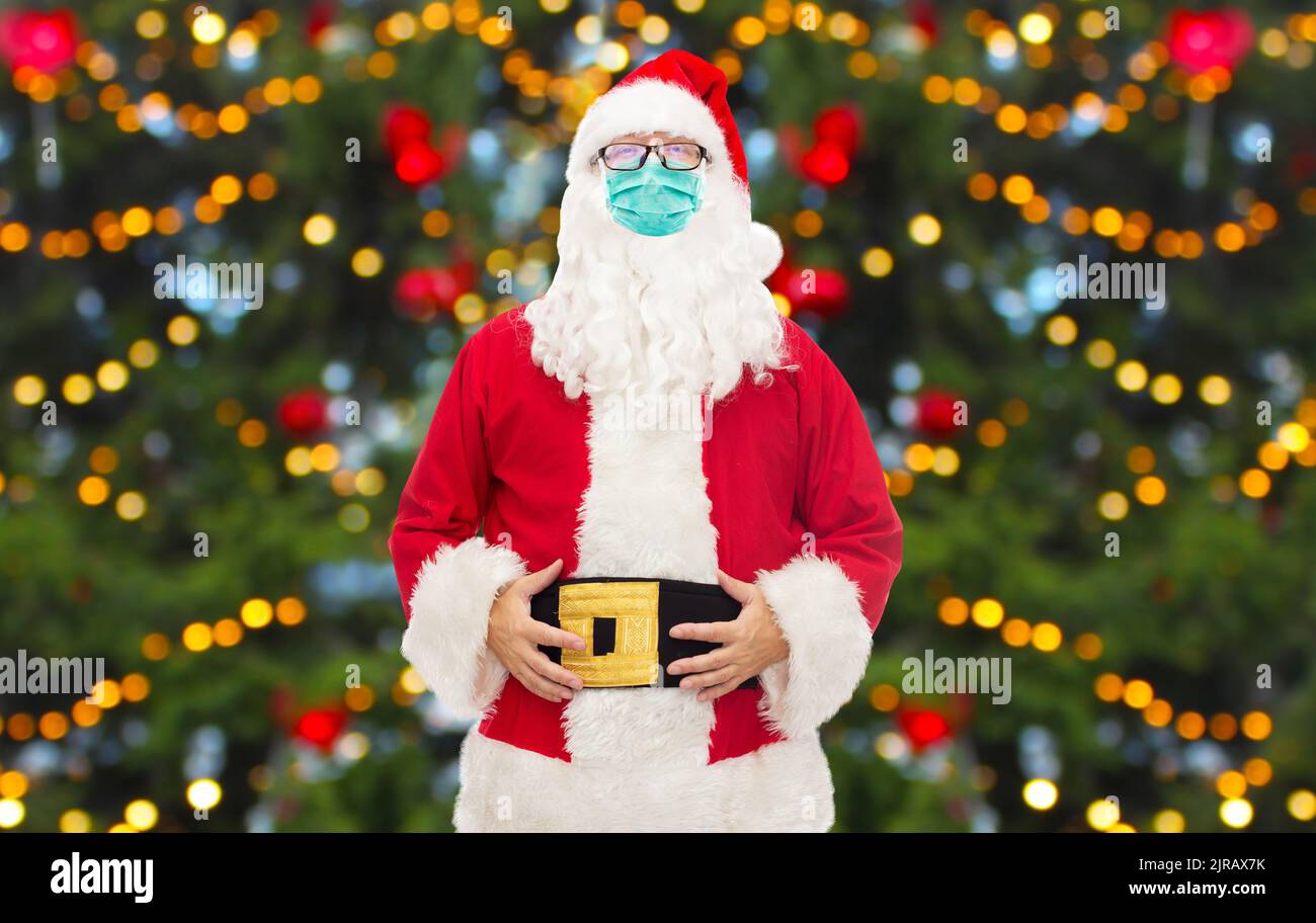 man in costume of santa claus wearing medical mask Stock Photo - Alamy
