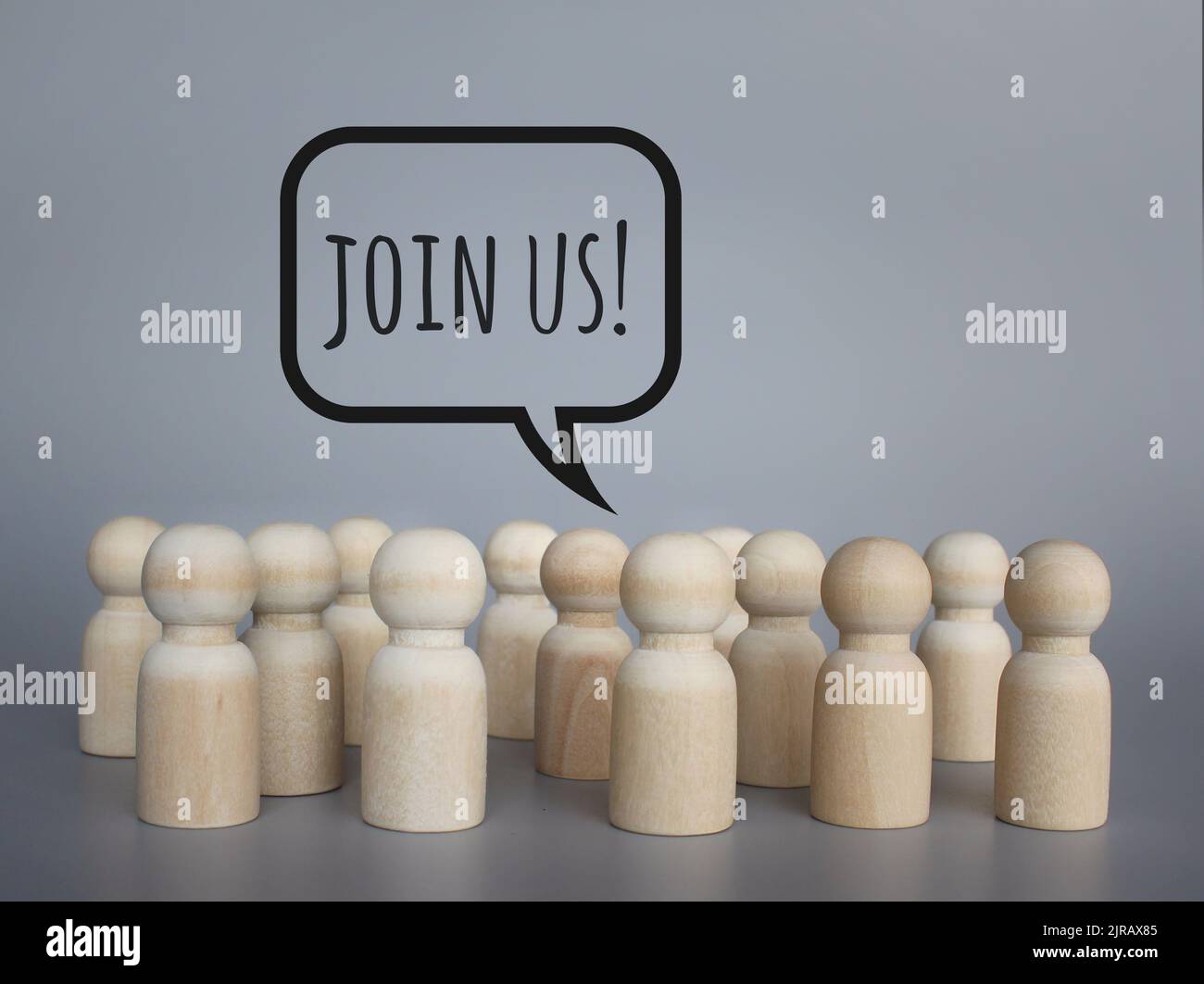 Group of people figures and speech bubble with text JOIN US Stock Photo ...