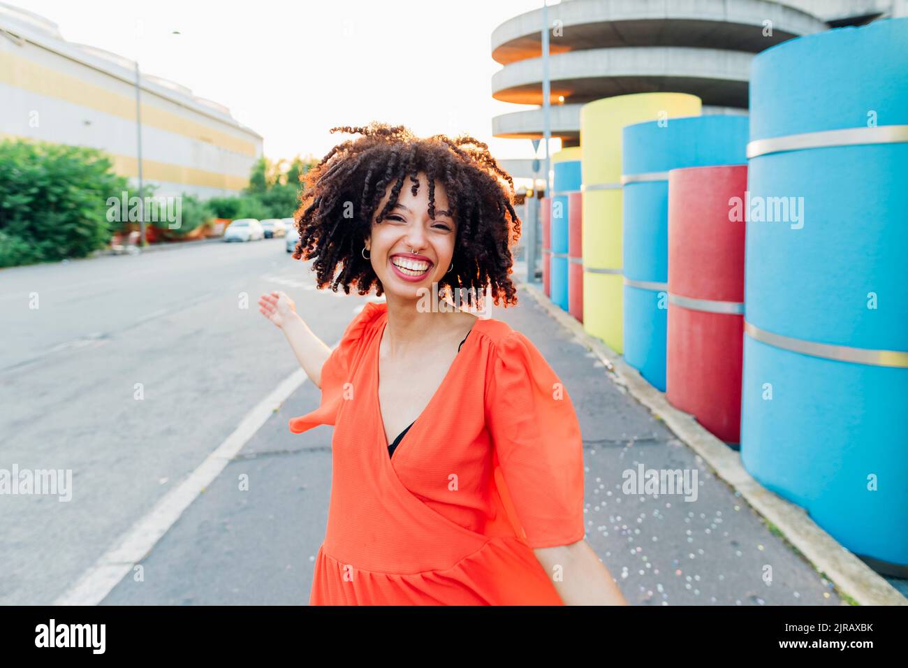 Woman happy dancing hair hi-res stock photography and images - Alamy
