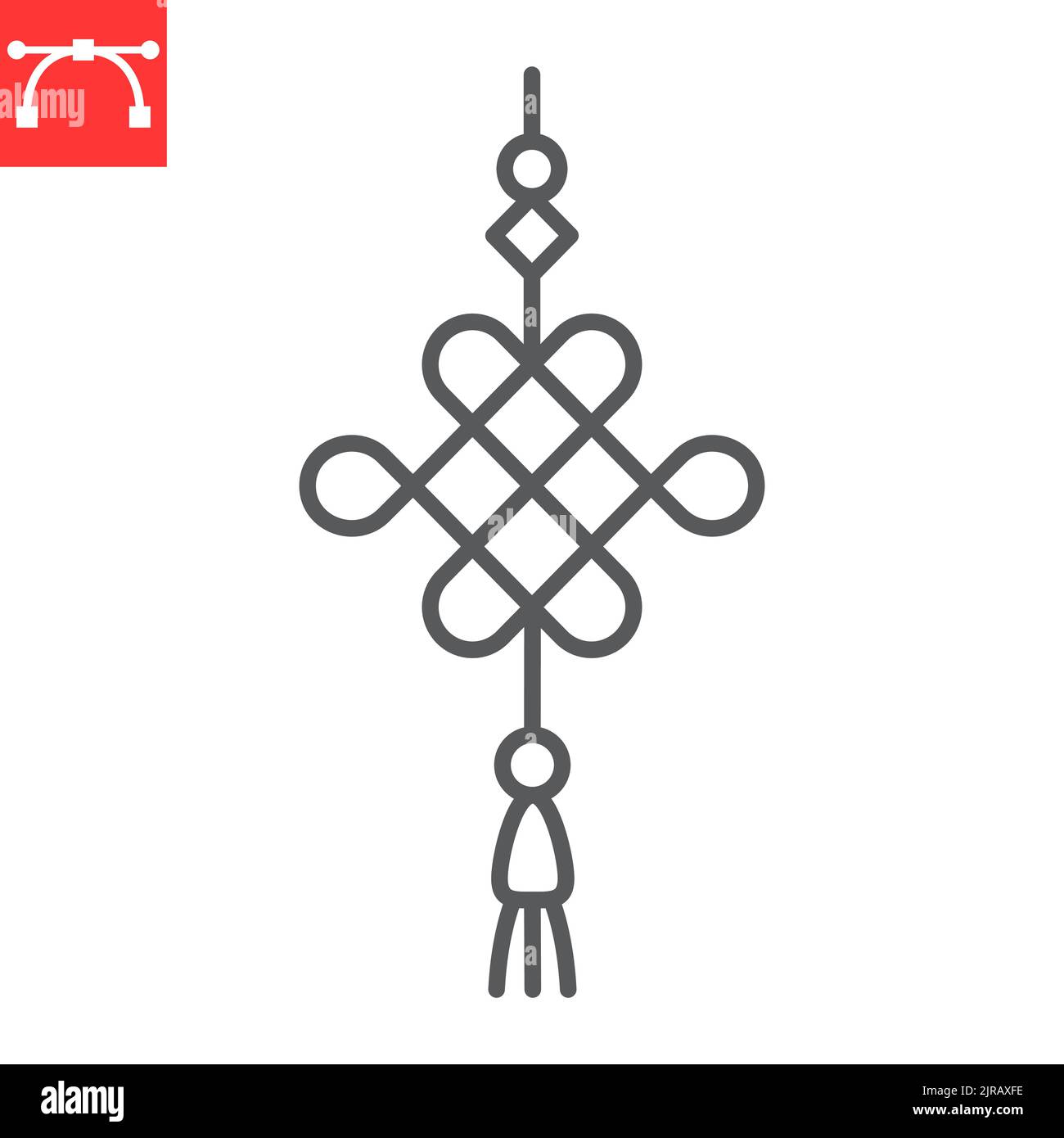 Chinese knot line icon, asian culture and decoration, knot vector icon ...