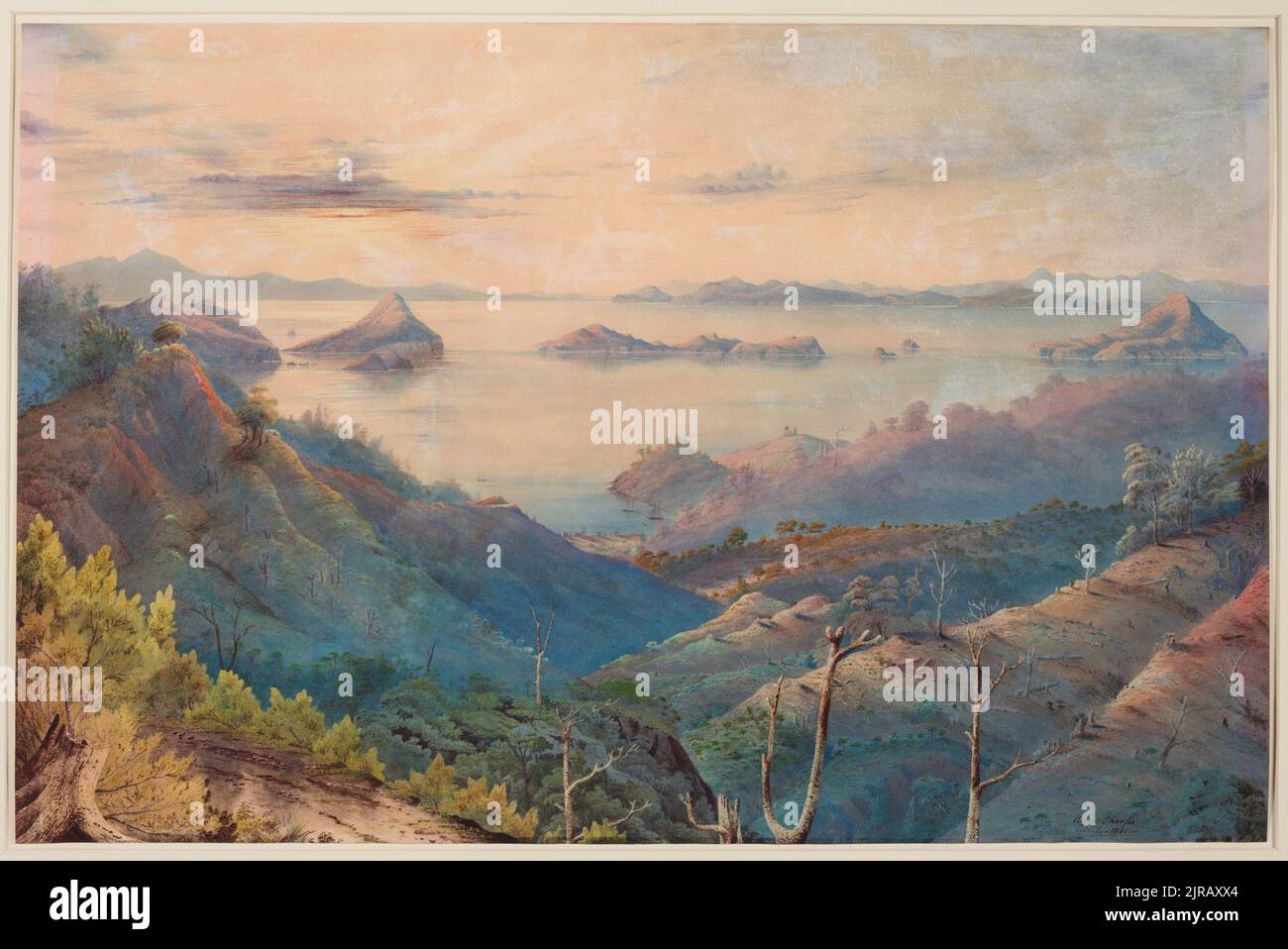 Sunset on the Kikowhakarere Gorges, at Coromandel, 1881, by Alfred ...