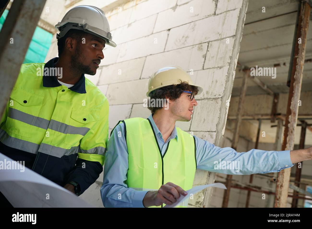 Residential Building. Construction Industry. Caucasian Contractor in ...