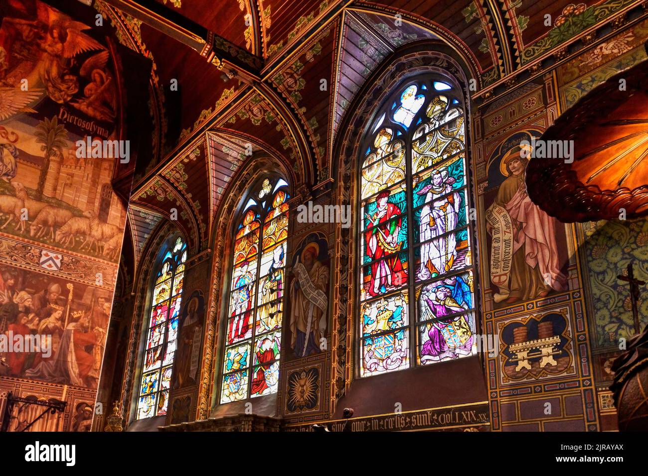Holy Blood chapel, Figurative stained-glass window, Bruges, Belgium ...