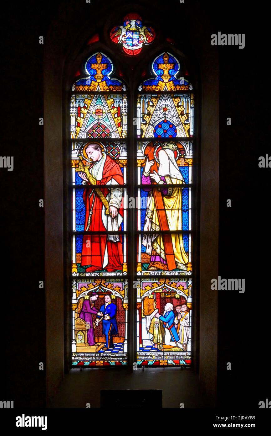 Holy Blood chapel, Figurative stained-glass window, Bruges, Belgium ...