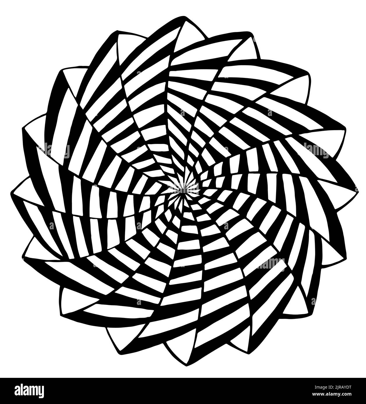 Doodle style flower twisted line art pattern coloring page. Psychedelic ...