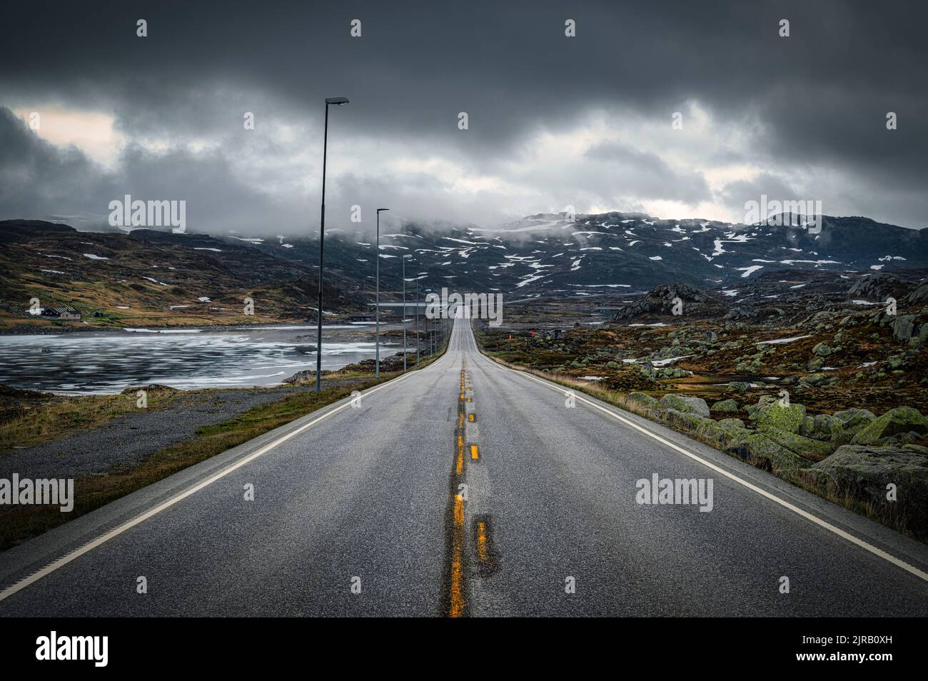 Norway, Vestfold og Telemark, European Route E134 stretching through ...