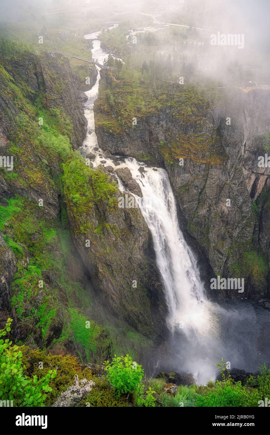 Norway, Vestland, Scenic view of Voringfossen waterfall Stock Photo - Alamy