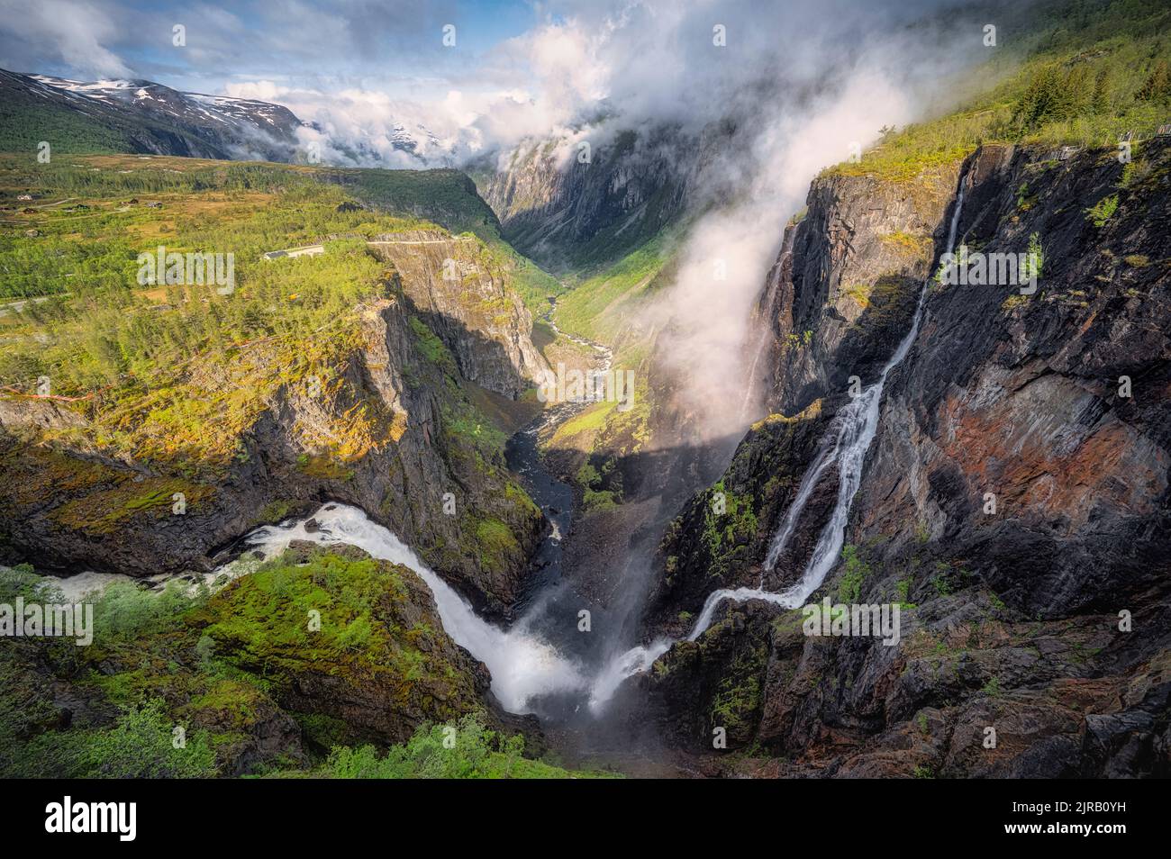 Norway, Vestland, Scenic view of Voringfossen waterfall Stock Photo - Alamy