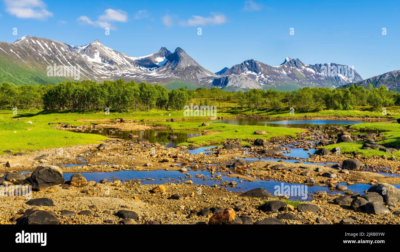Norway, Nordland, Scenic landscape of Langoya island in summer Stock ...