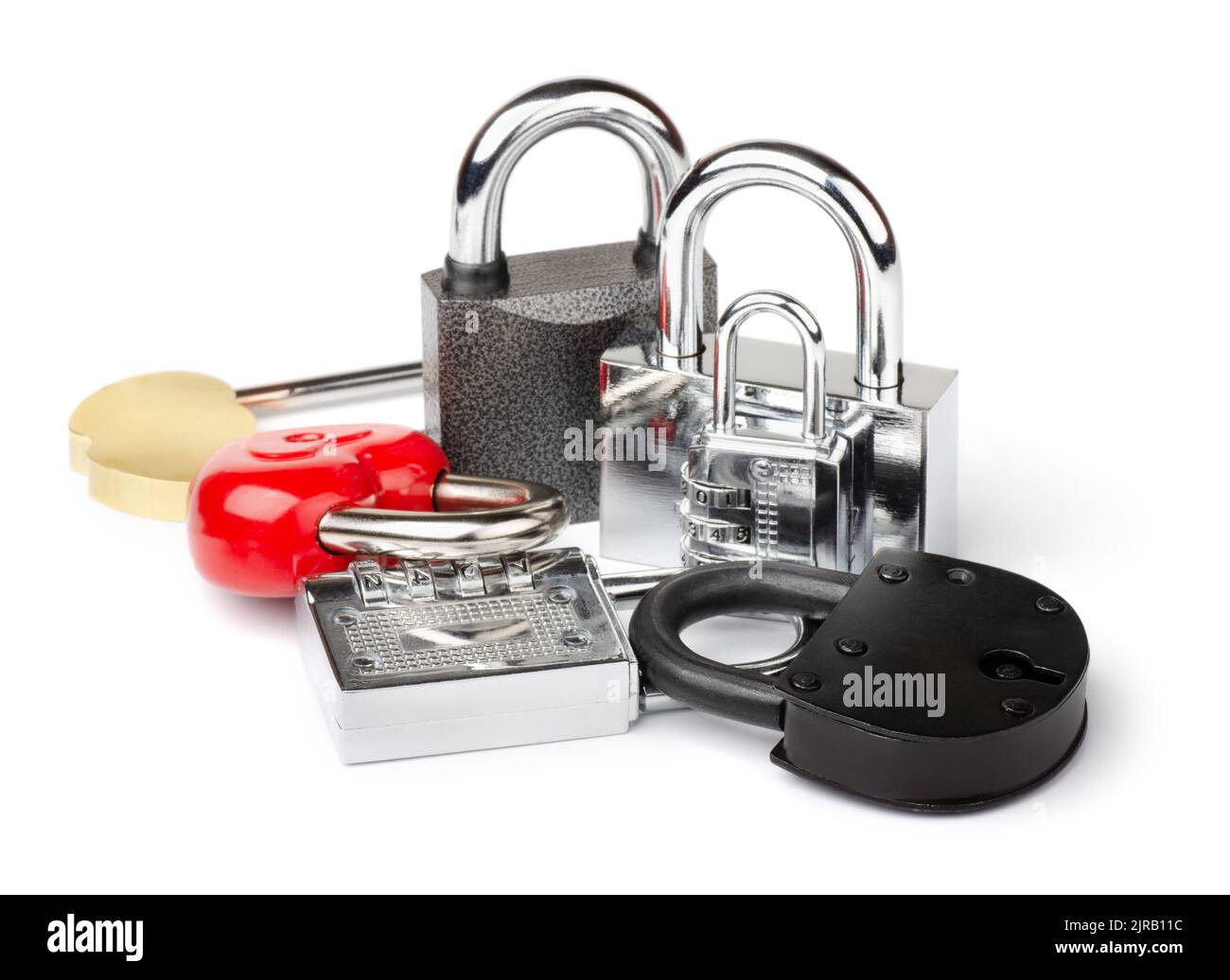 Group of different padlocks isolated on white Stock Photo - Alamy