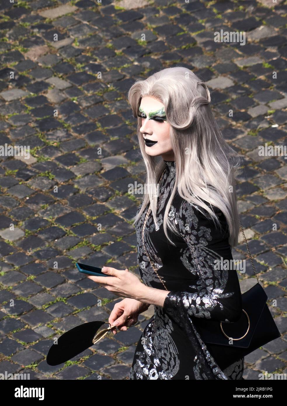 Braunschweig, Germany, August 13, 2022: drag queen with gray hair and ...