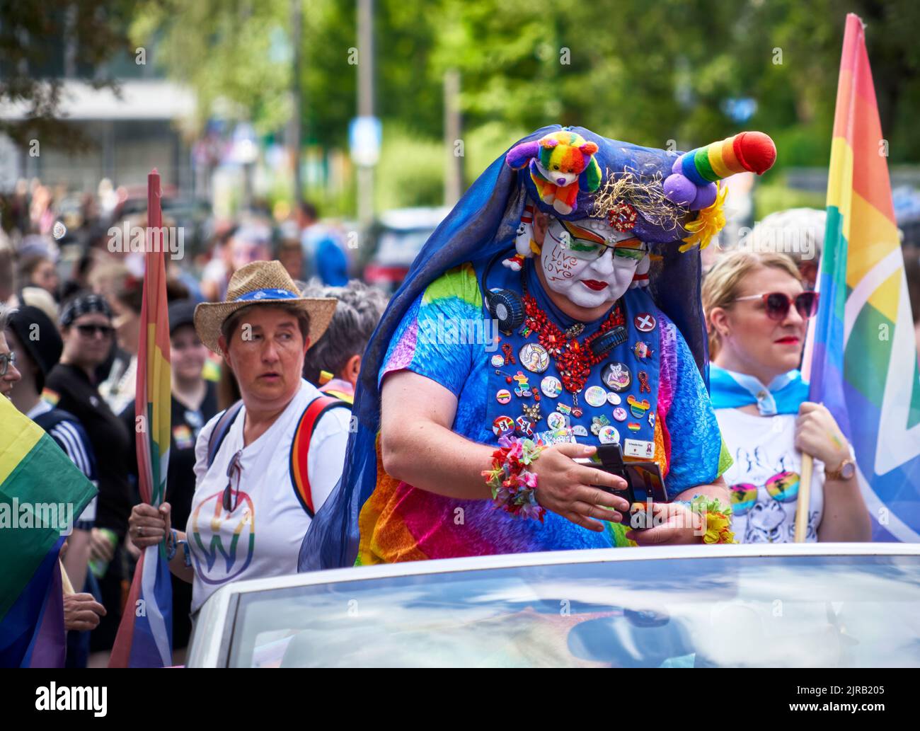 Braunschweig, Germany, August 13, 2022: Colorfully dressed person on ...