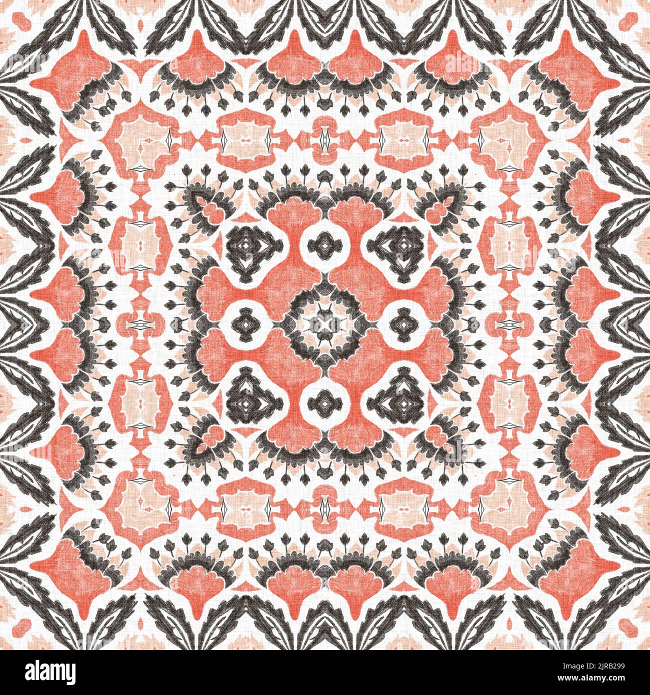 Modern boho geometric floral quilt style seamless pattern. Shabby chic ...