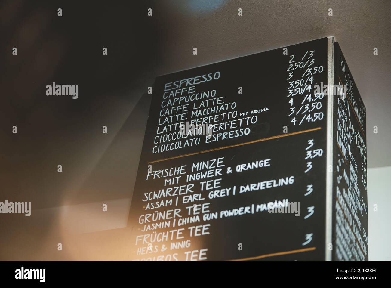 List of menu displayed on board in cafe Stock Photo - Alamy