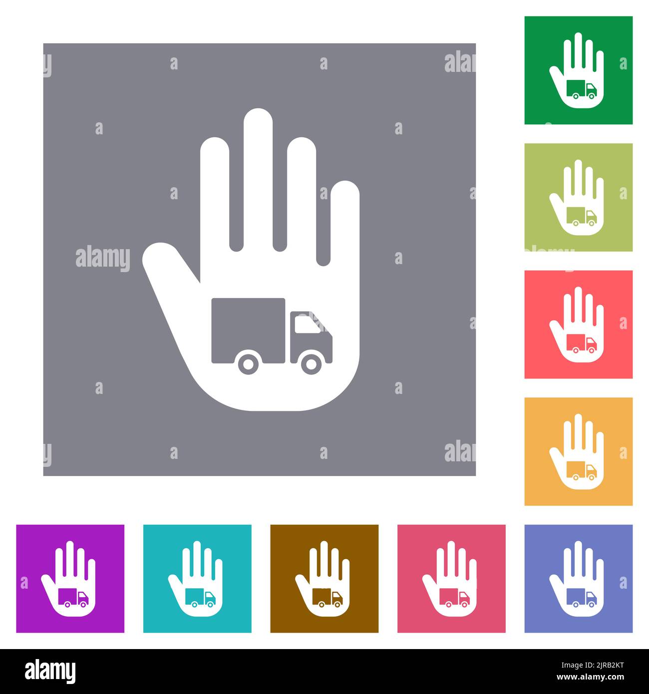 Hand shaped transport sanction sign solid flat icons on simple color ...