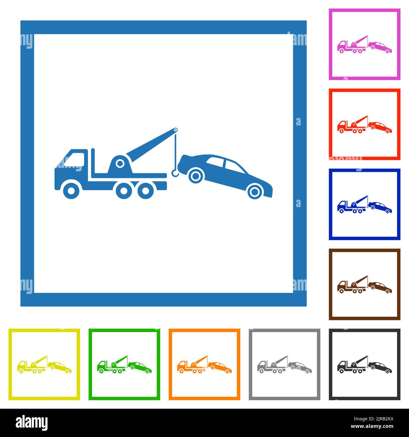 Car towing flat color icons in square frames on white background Stock Vector Image & Art - Alamy
