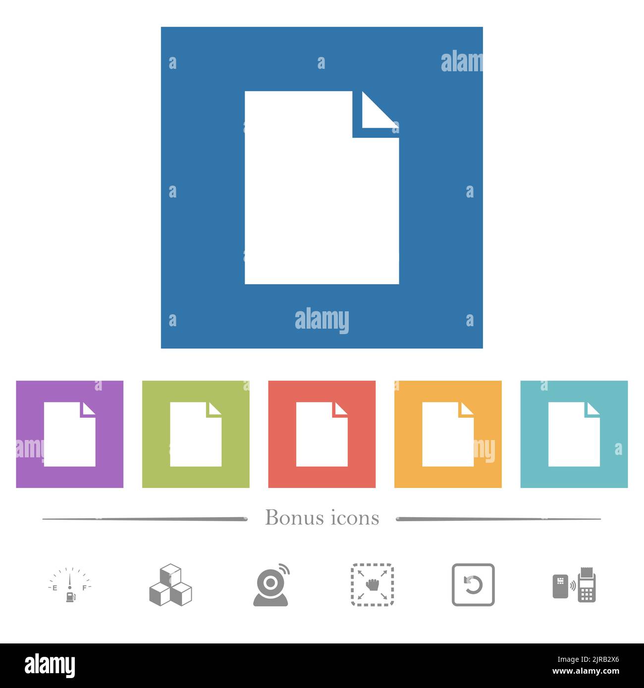 Empty document sheet solid flat white icons in square backgrounds. 6 ...