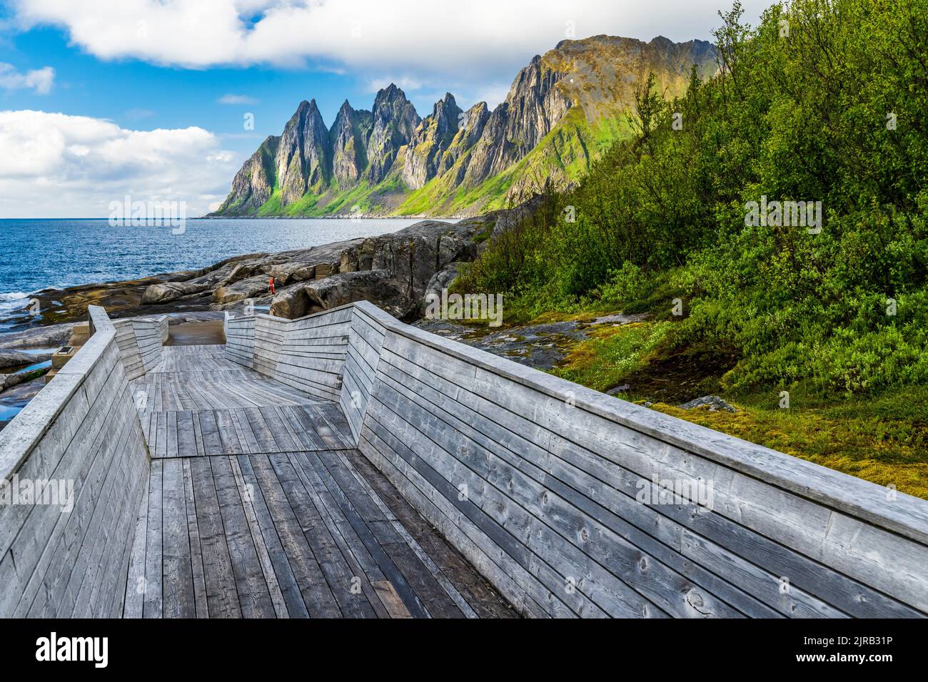 Norway, Troms og Finnmark, Tungeneset observation point overlooking ...