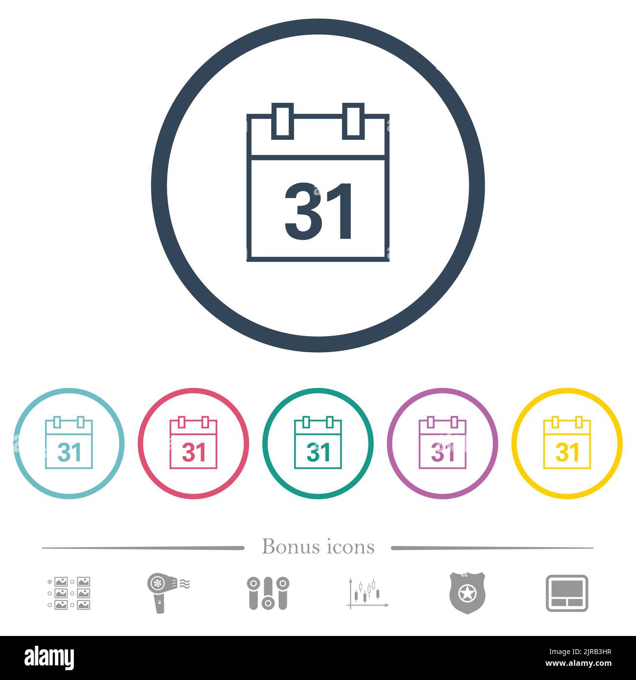 Calendar Outline Flat Color Icons In Round Outlines 6 Bonus Icons Included Stock Vector Image