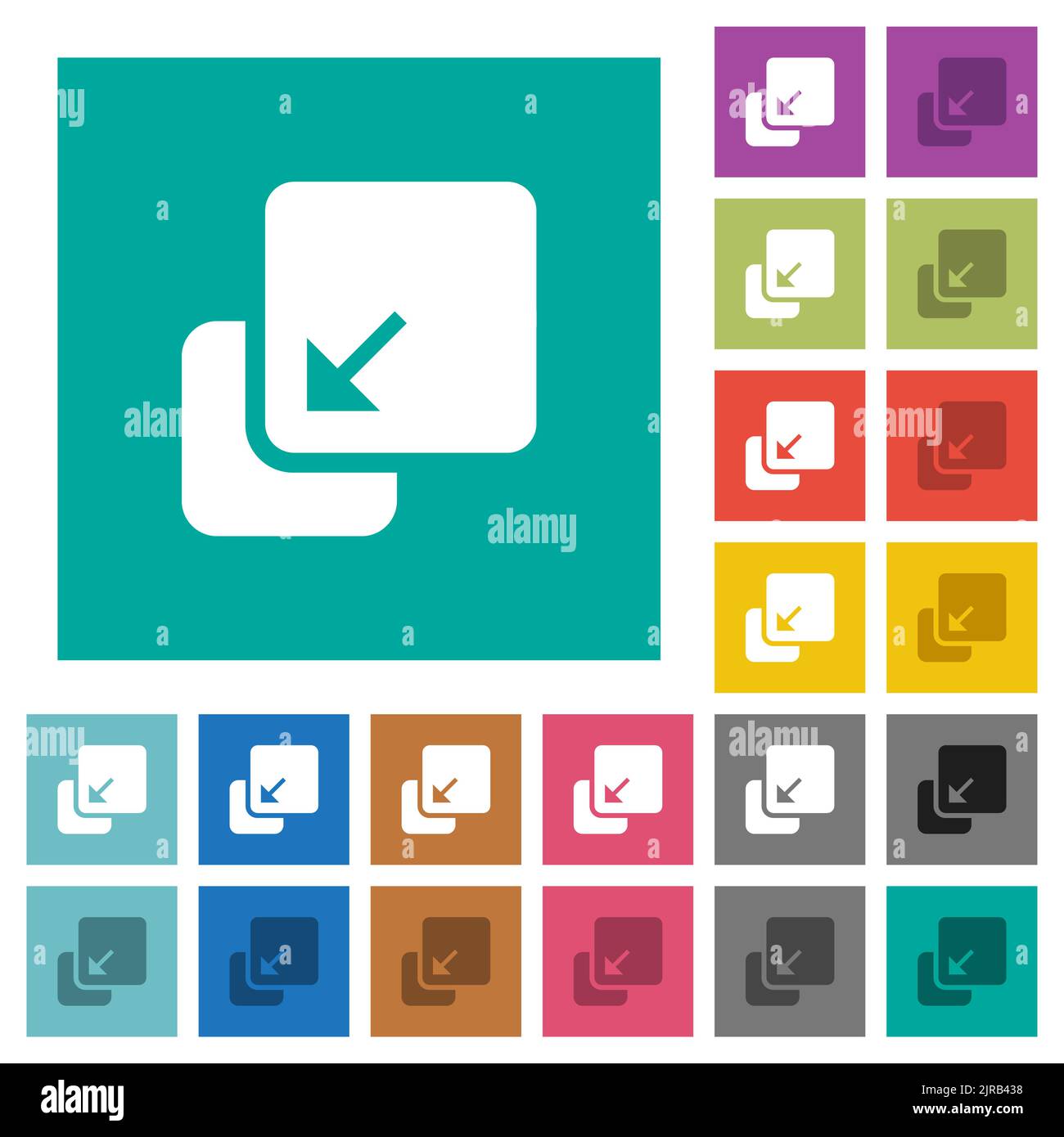 Collapse element solid multi colored flat icons on plain square ...