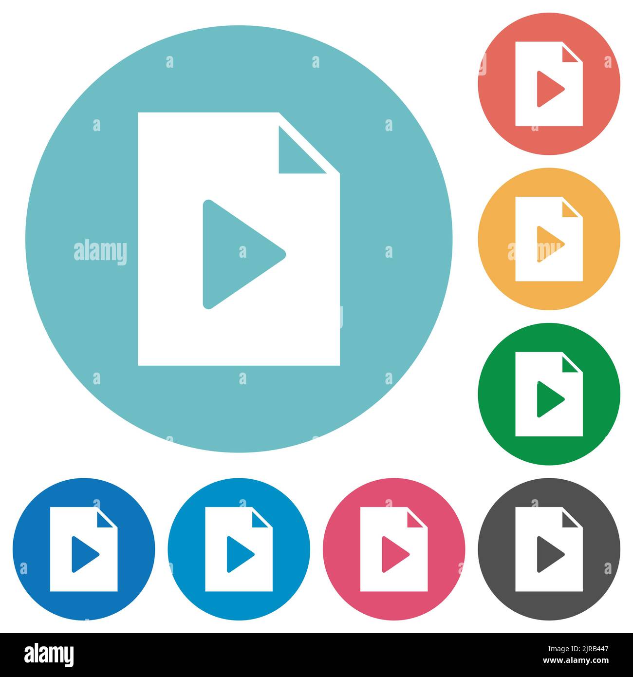 Playlist solid flat white icons on round color backgrounds Stock Vector ...