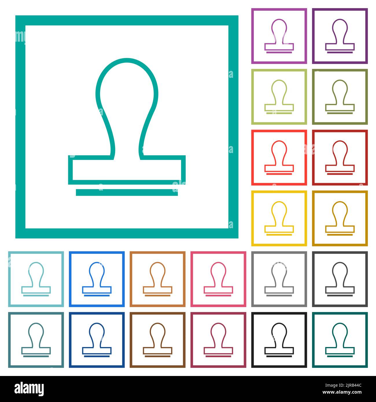 Stamp Outline Flat Color Icons With Quadrant Frames On White Background Stock Vector Image And Art