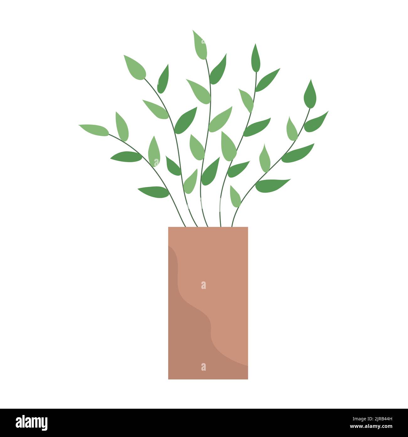 Decorative home flower. Pot with green plant. Object of a room interior ...