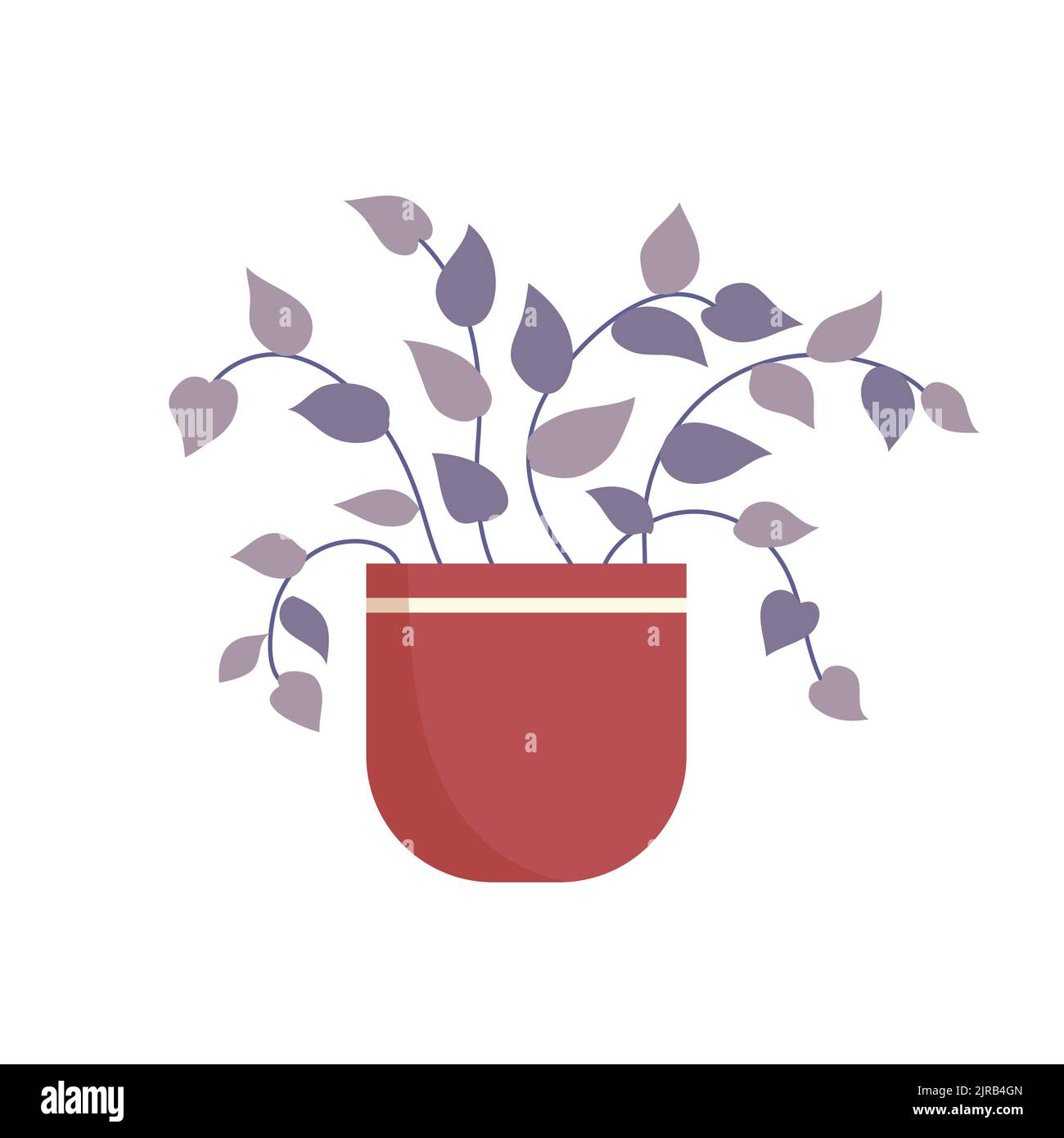 Decorative home flower. Pot with plant. Object of a room interior. Flat ...