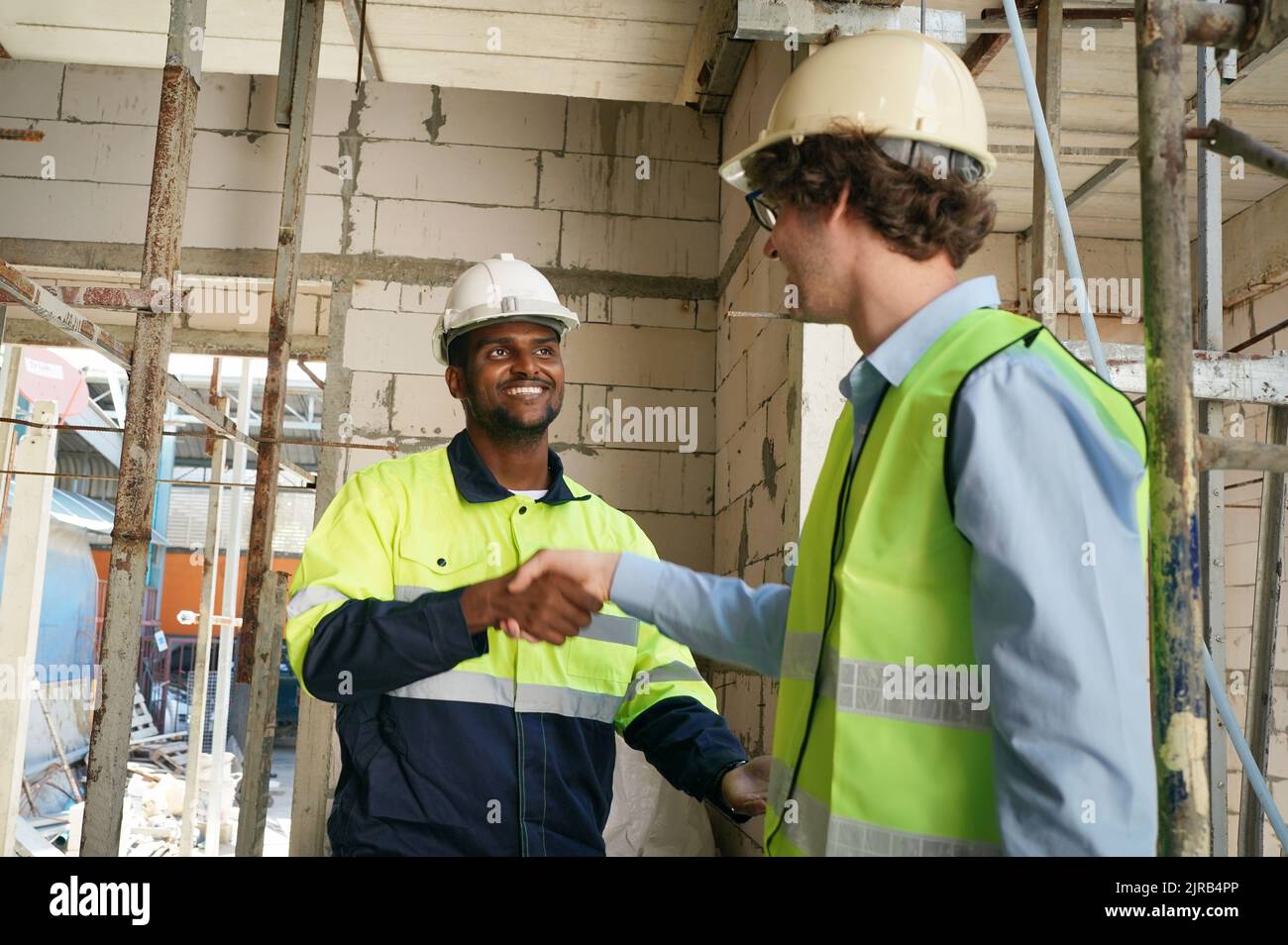 Residential Building. Construction Industry. Caucasian Contractor in ...