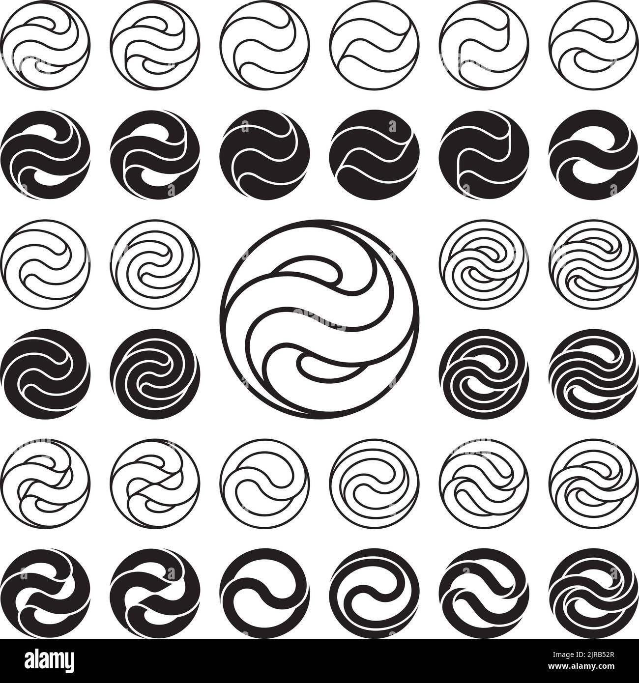 Logo Template. Set of Wavy Circle Logo Templates. Vector Illustration ...