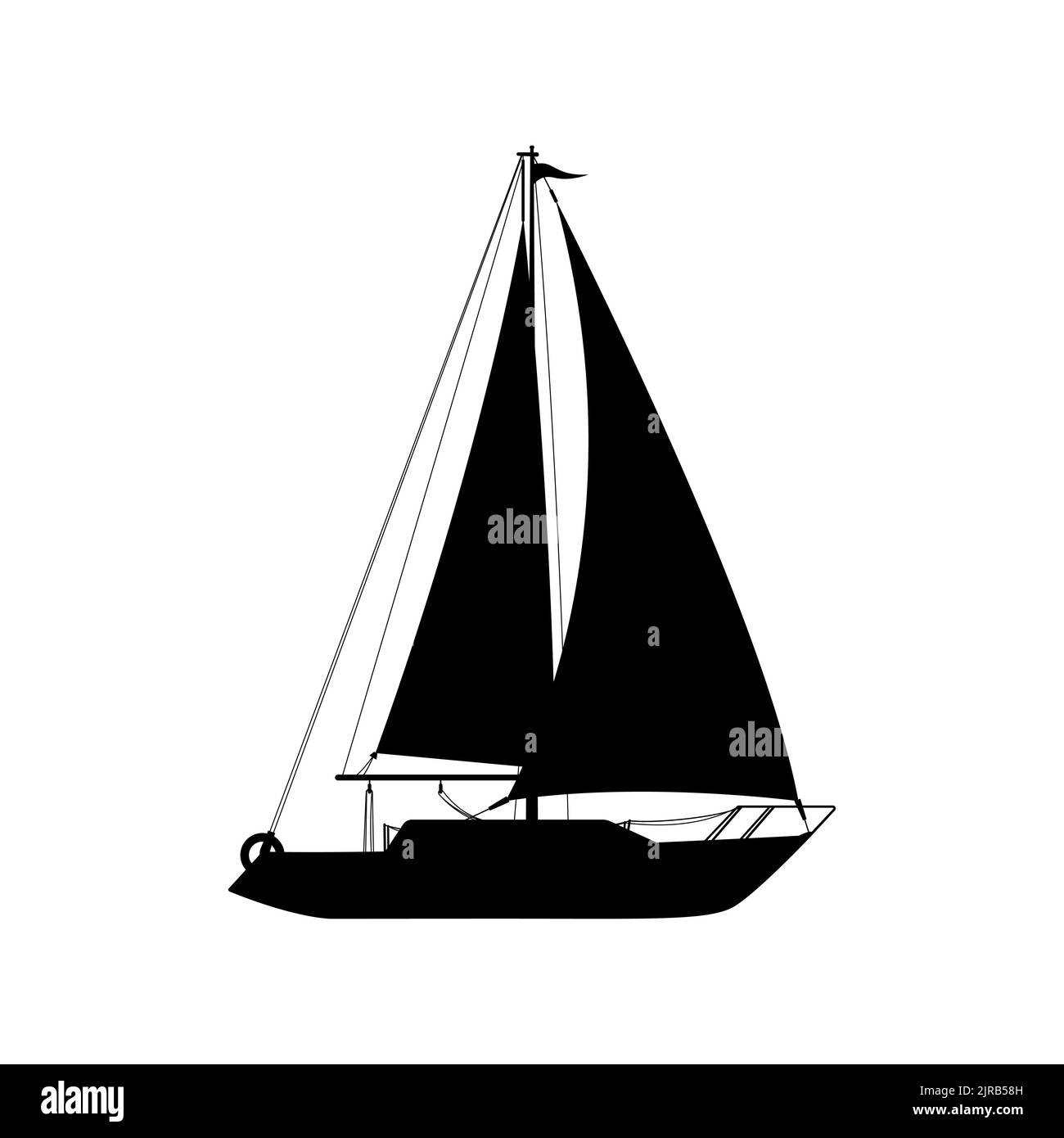Sailboat black silhouette is isolated on a white background. Black ...