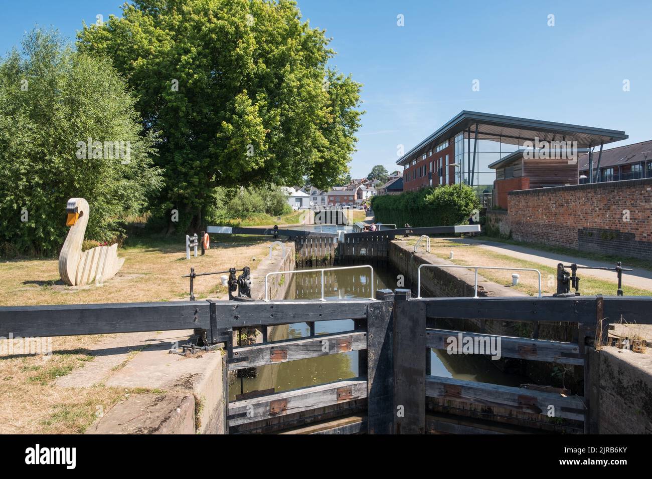 Diglis Basin by the Worcester Canal where it meets the River Severn in Worcester, UK Stock Photo ...