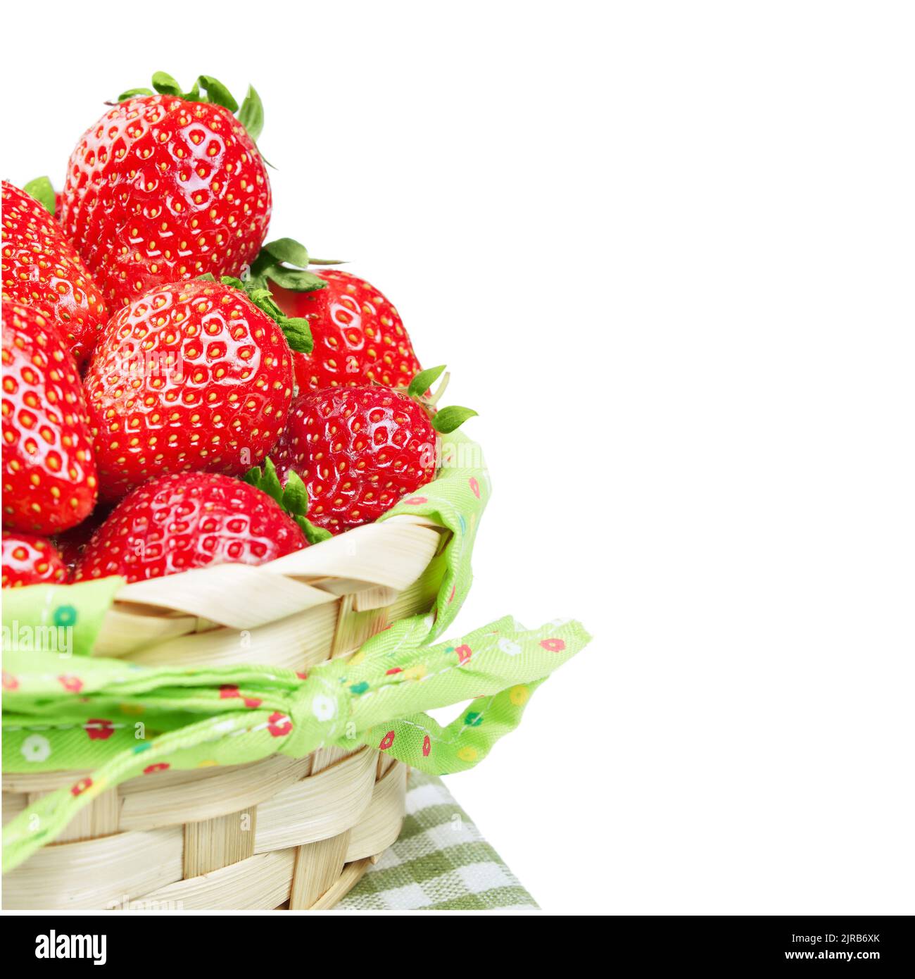 Red strawberry in basket isolated on white background Stock Photo - Alamy