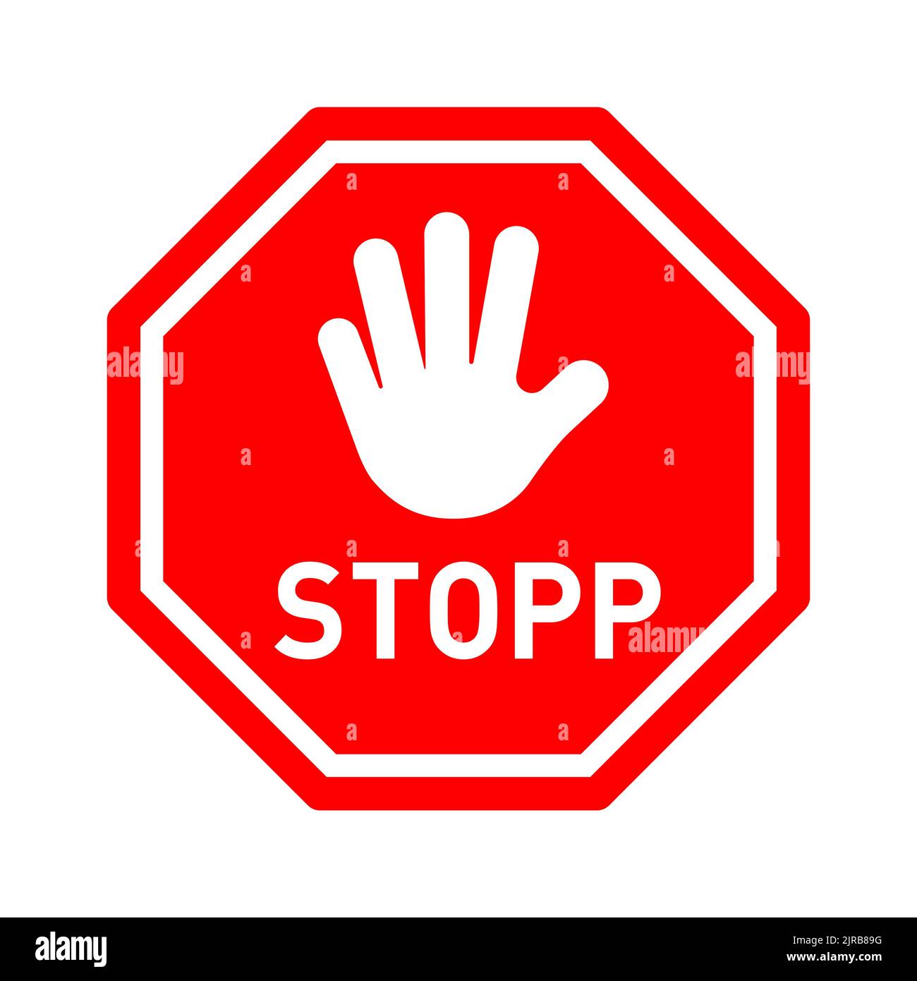 Traffic sign stop with hand. Prohibition sign. Vector illustration. on ...