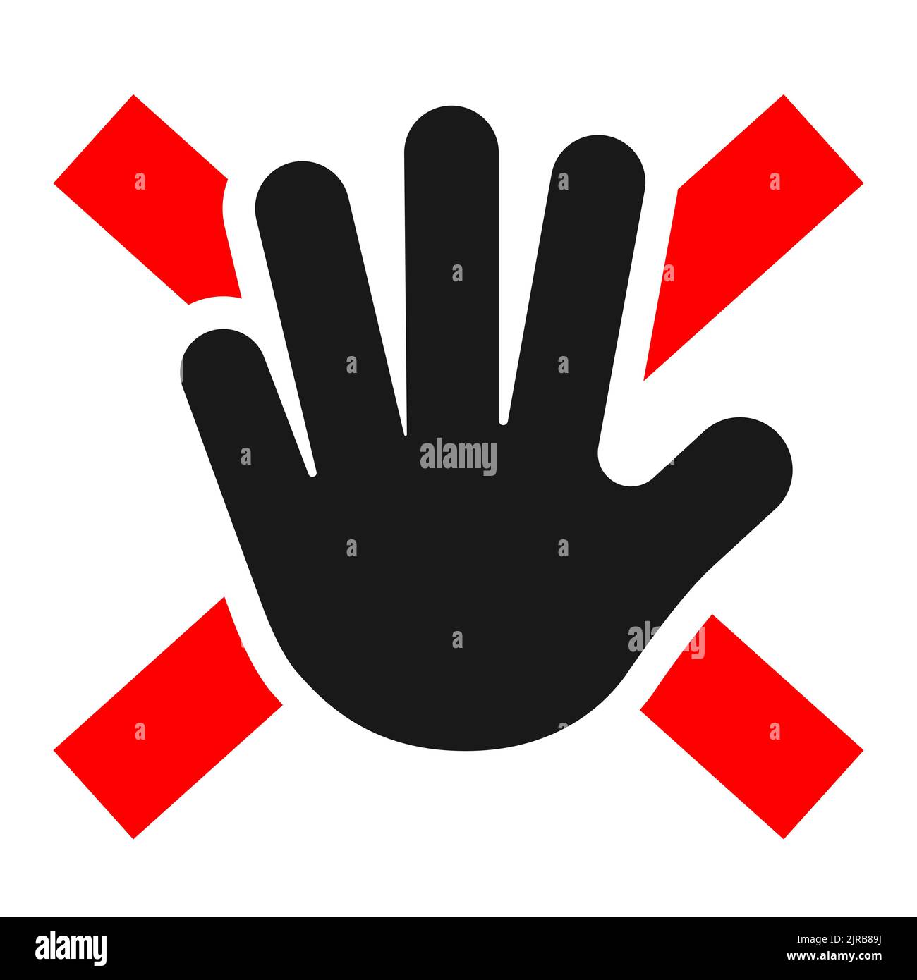 Simple red stop prohibition sign with big hand symbol or icon vector ...
