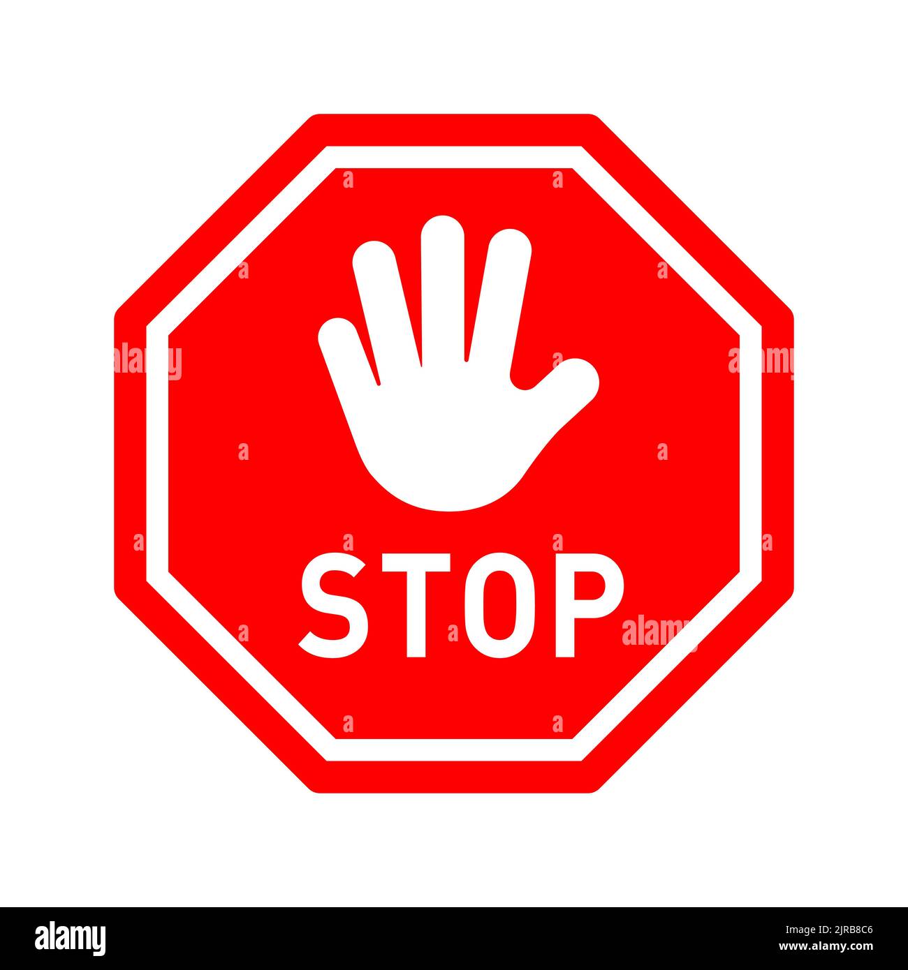 Traffic sign stop with hand. Prohibition sign. Vector illustration. on ...