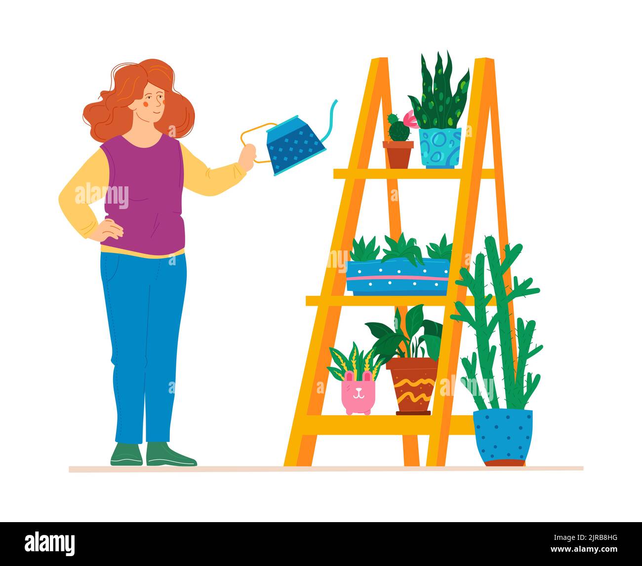 Woman with pot plant garden Stock Vector Images - Alamy