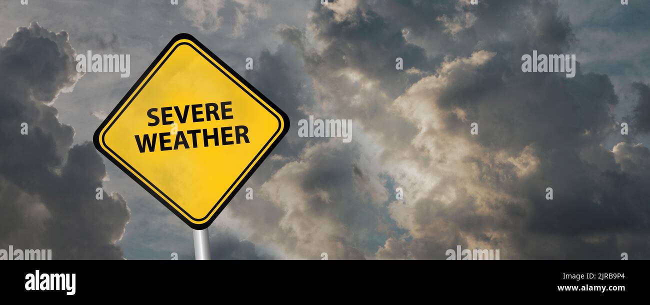 severe weather sign on cloudy background Stock Photo - Alamy