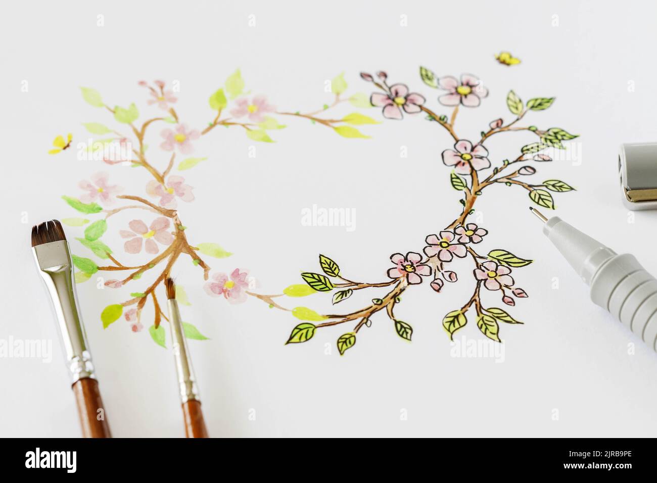 Simple watercolor drawings. Hobby time Stock Photo - Alamy