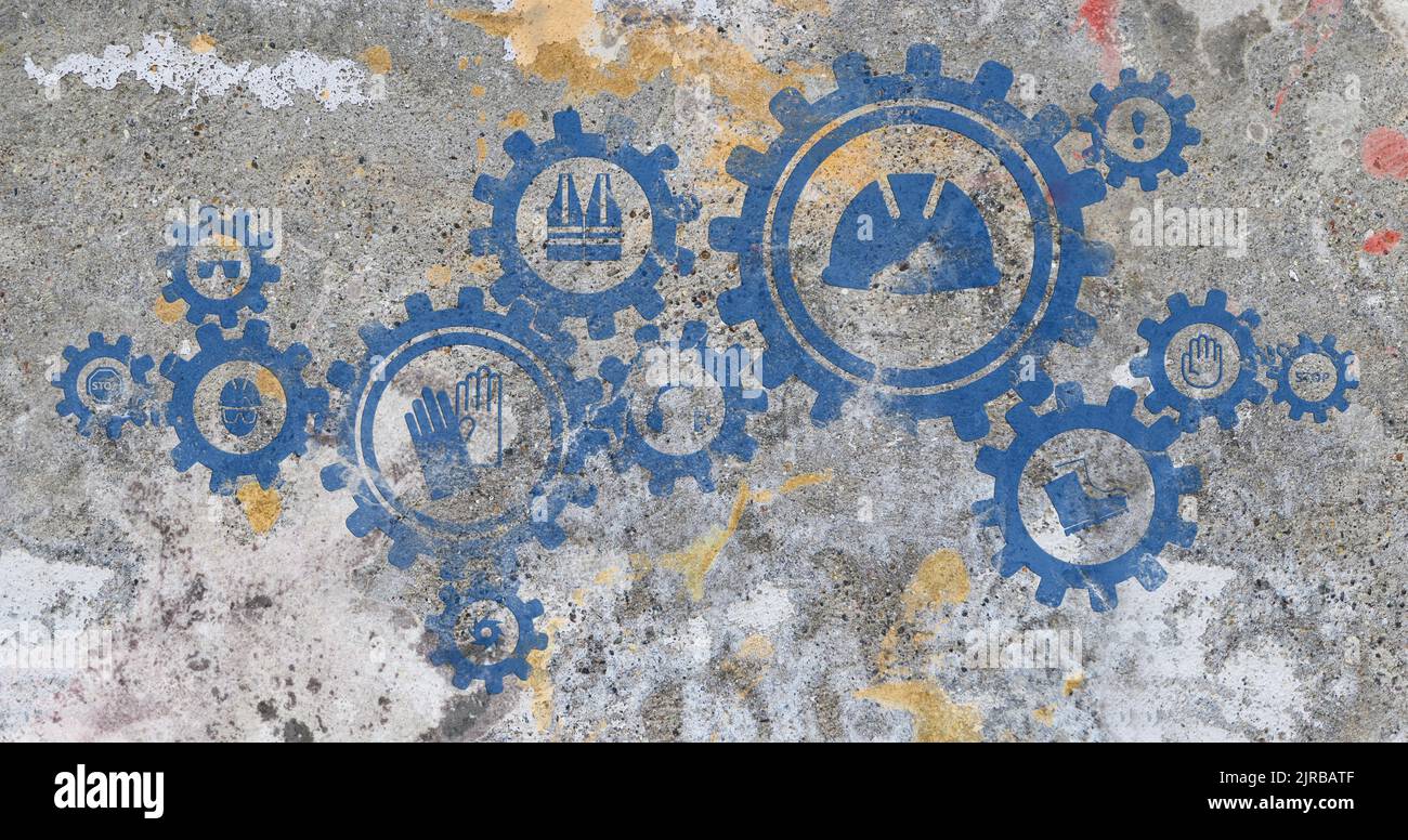 work safety sign on wall background Stock Photo - Alamy