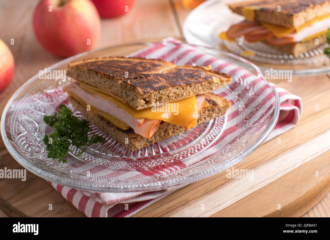 Oatmeal pan bread with ham and cheese Stock Photo - Alamy