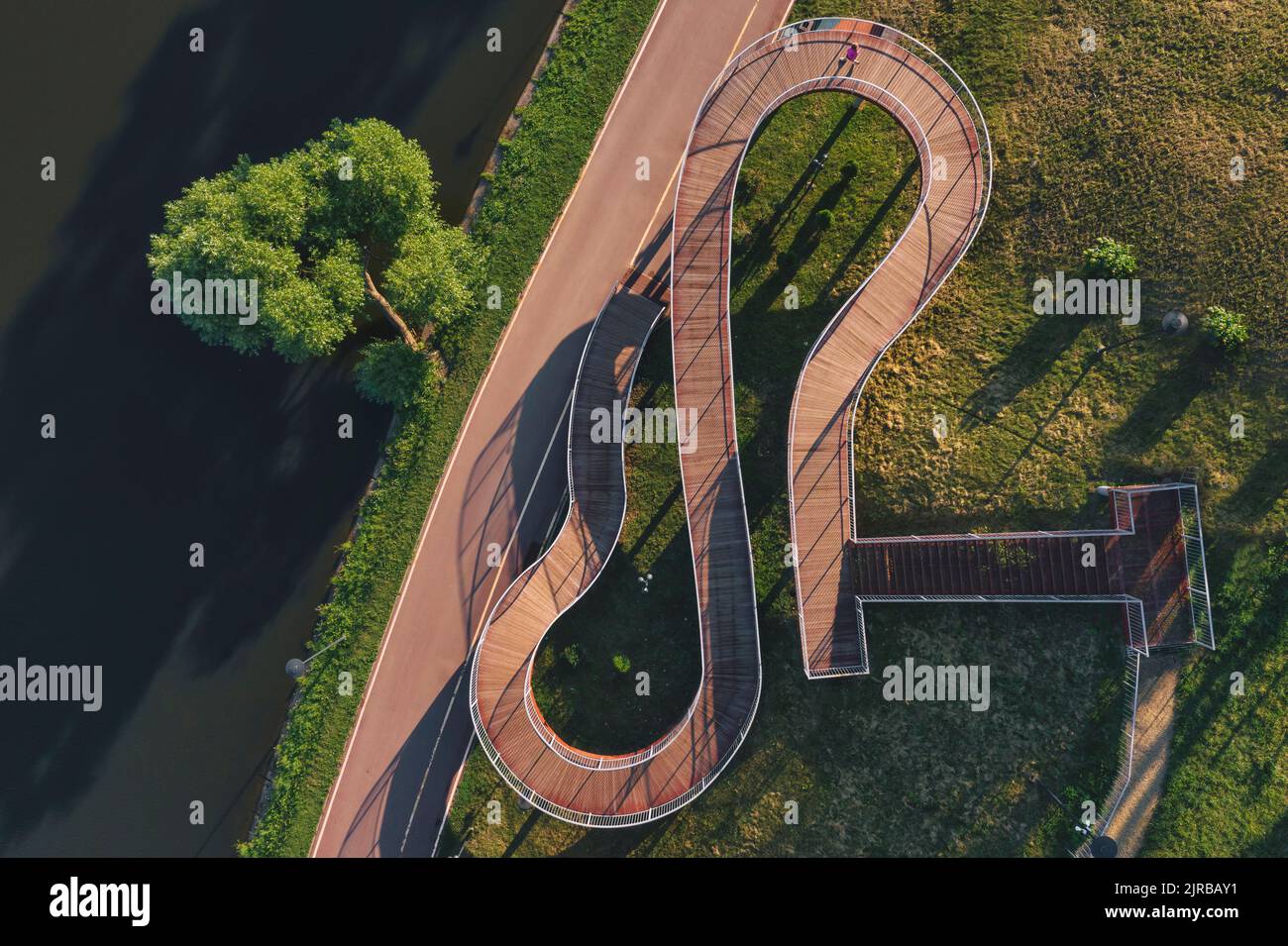 Russia, Aerial view of winding boardwalk Stock Photo - Alamy